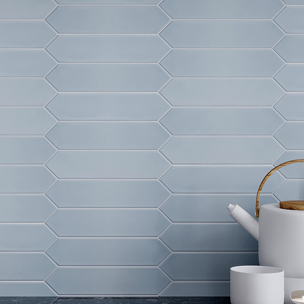 2x10 Piquet Matte Blue Ceramic Picket Tile - Matte Blue Piquet Tile ...