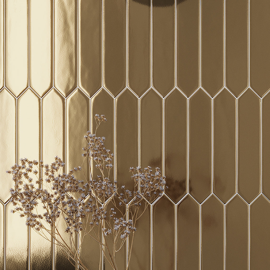 Gold 2x10 Glossy Picket Ceramic Tile for Quality Walls and Shower Floor ...
