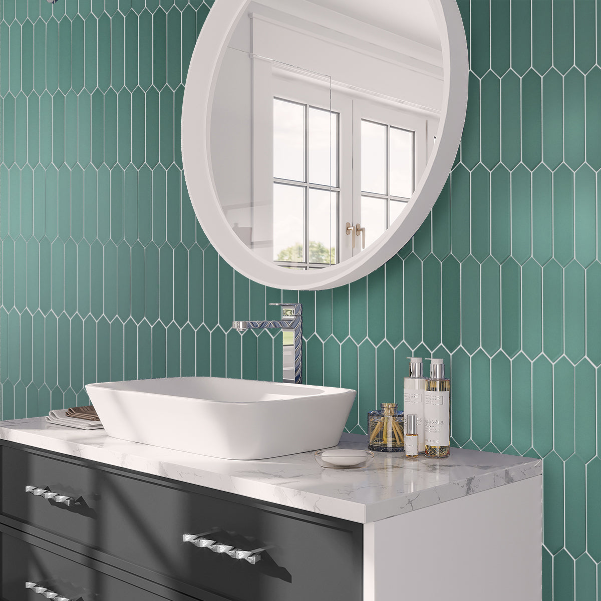 2x10 Piquet Matte Green Ceramic Picket Tile - Matte Green Piquet Tile ...