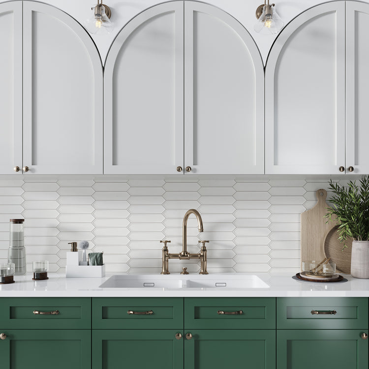 2x10 Piquet Matte White Ceramic Picket Tile - Matte White Piquet Tile ...