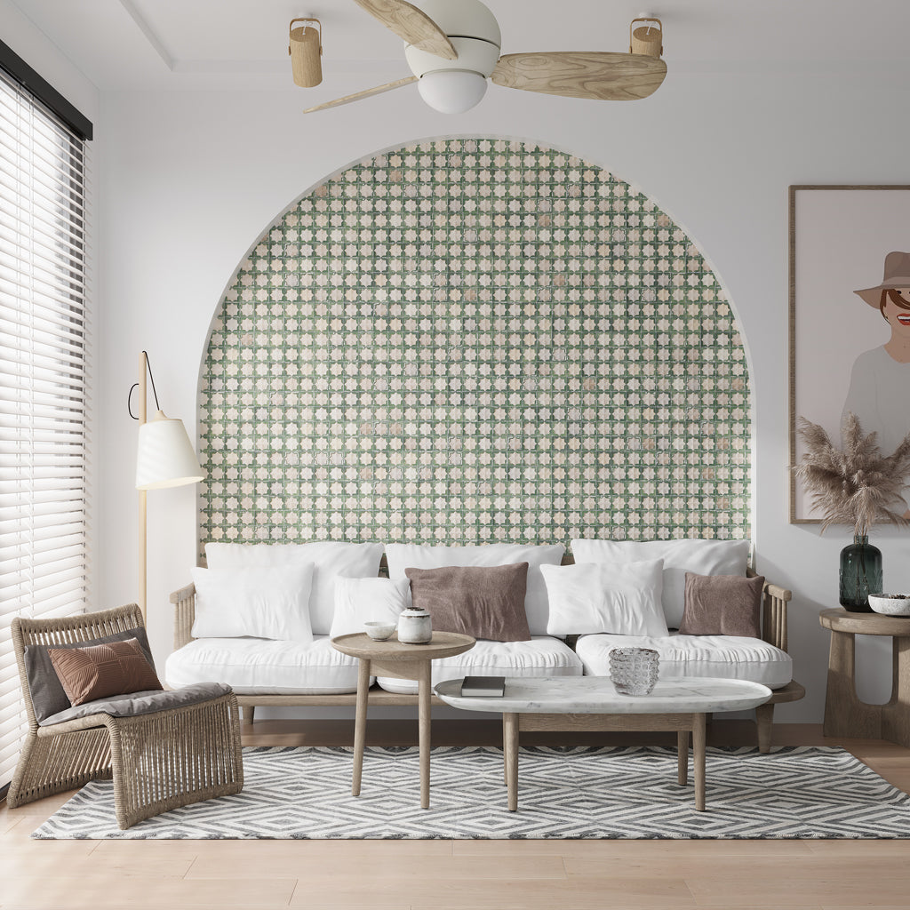 Russian Green Beige 12x22 Matte Glossy Rectangle with Star Details Por ...