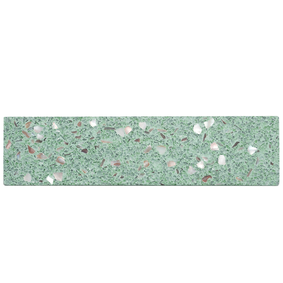 Mint Green with Copper flecks 3x12 Glossy Shell, Terrazzo Elongated Su ...