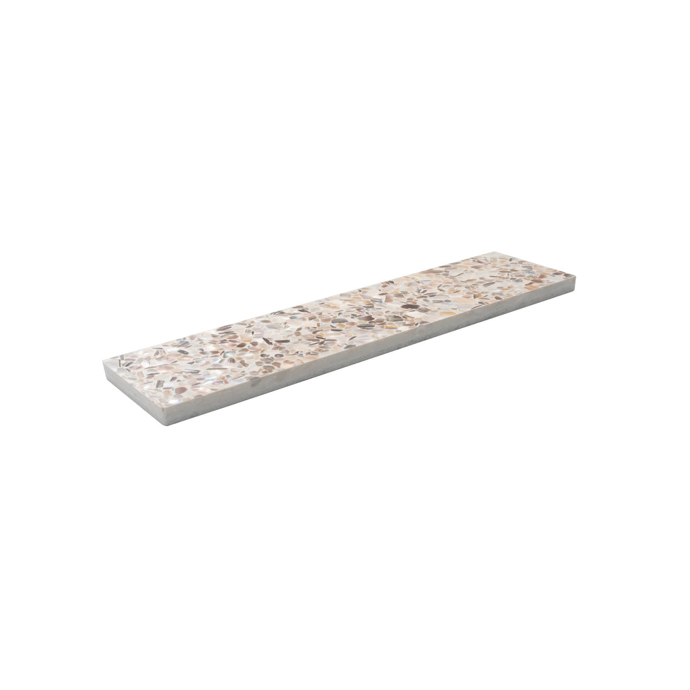 Ivory White with Copper flecks 3x12 Glossy Shell, Terrazzo Elongated S ...