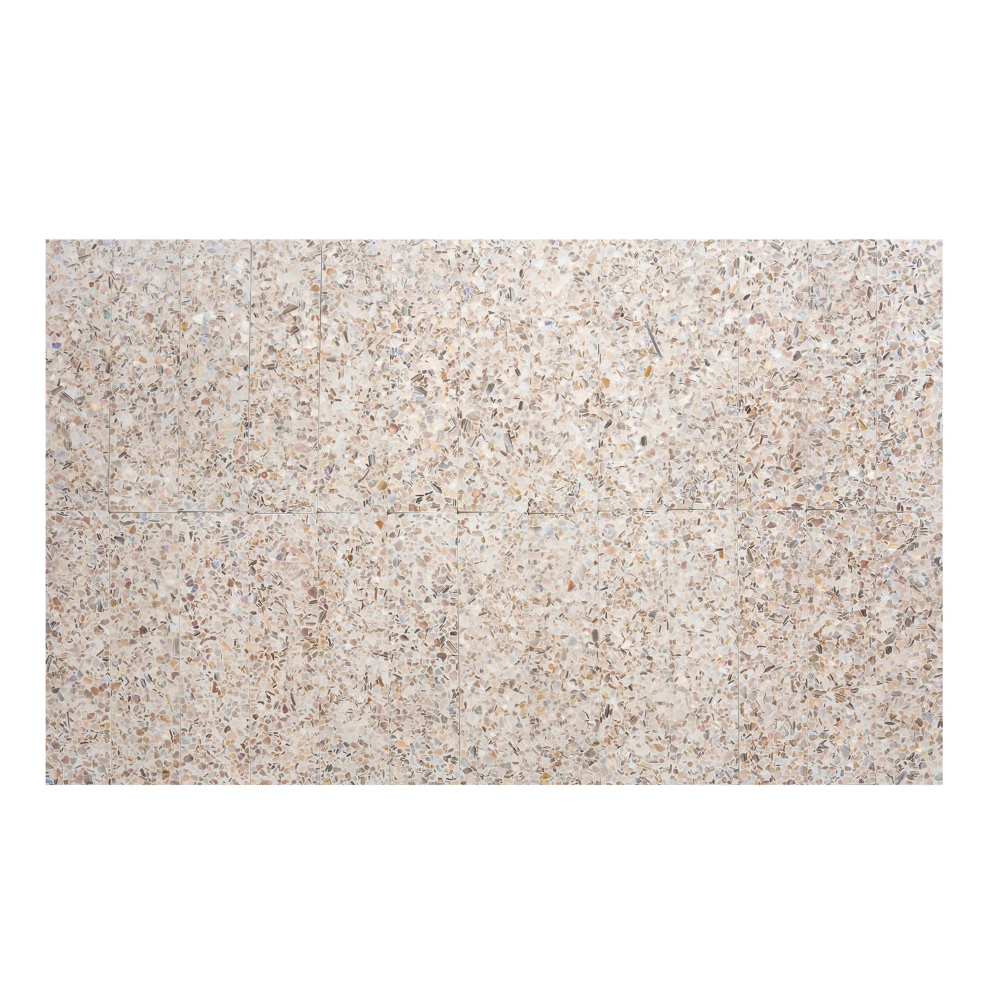 Ivory White with Copper flecks 3x12 Glossy Shell, Terrazzo Elongated S ...