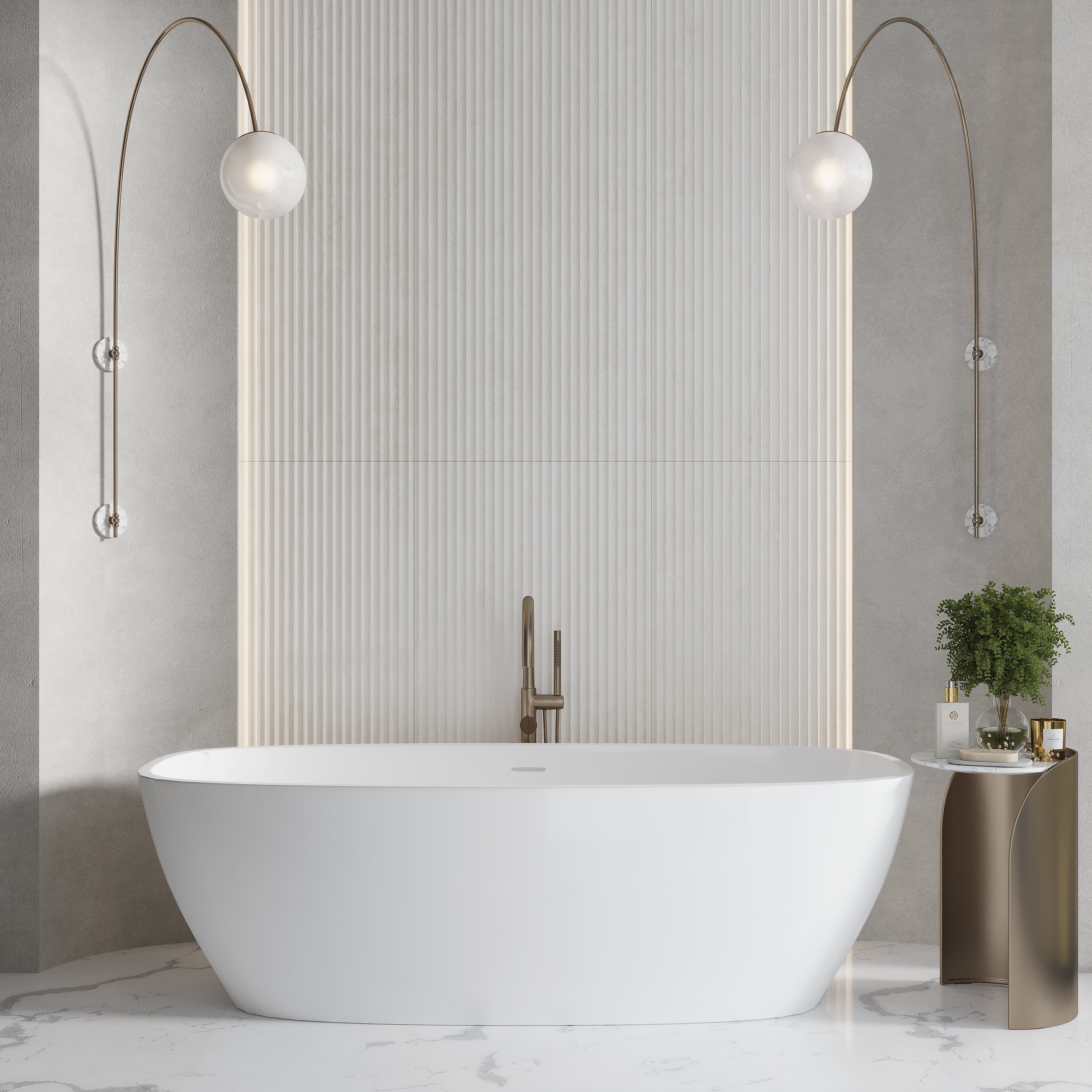 White Beige 24x48 Matte Fluted grooved Porcelain Large Tile (2 pack, 1 ...