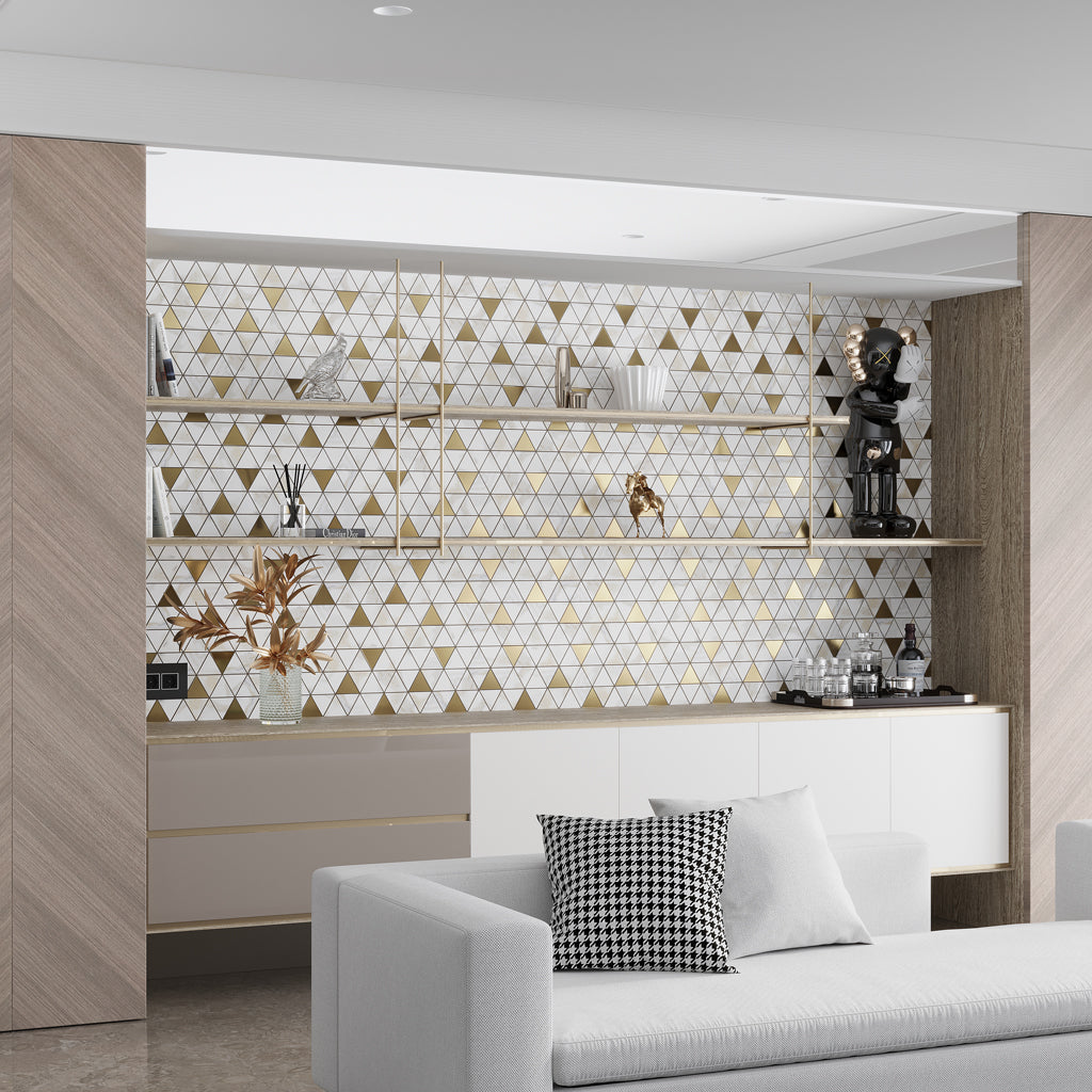 White Gold 10x11 Matte Triangle Porcelain Mosaic Tile (11 pack, 8.58 s ...