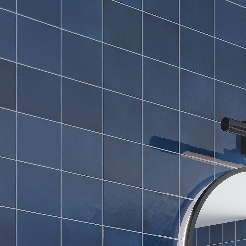 4x4 Navy Blue Ceramic Square Tile for Bathroom Walls and Floors ...