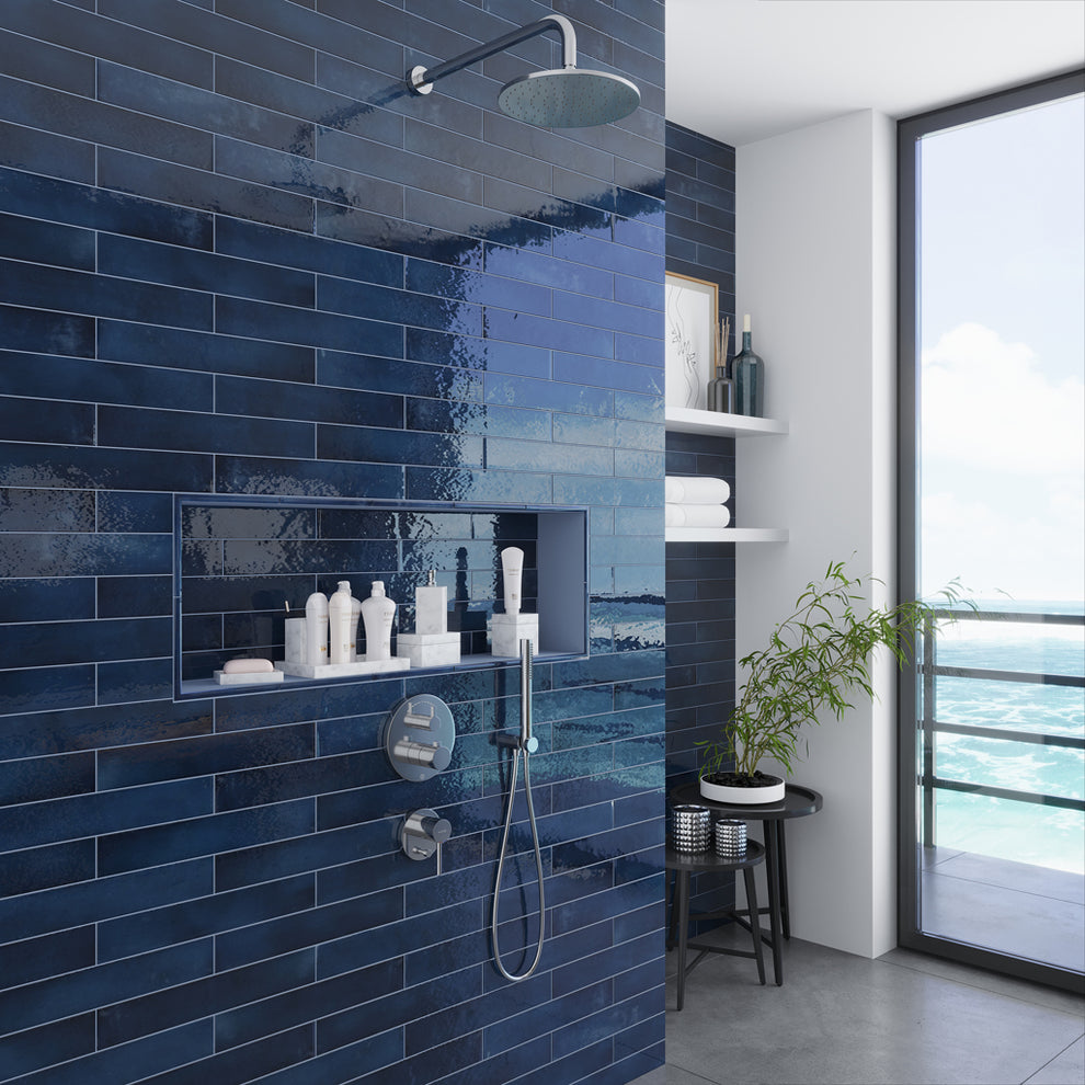 3x16 Silken Glossy Blue Ceramic Subway Tile - Glossy Blue Ceramic Tile ...