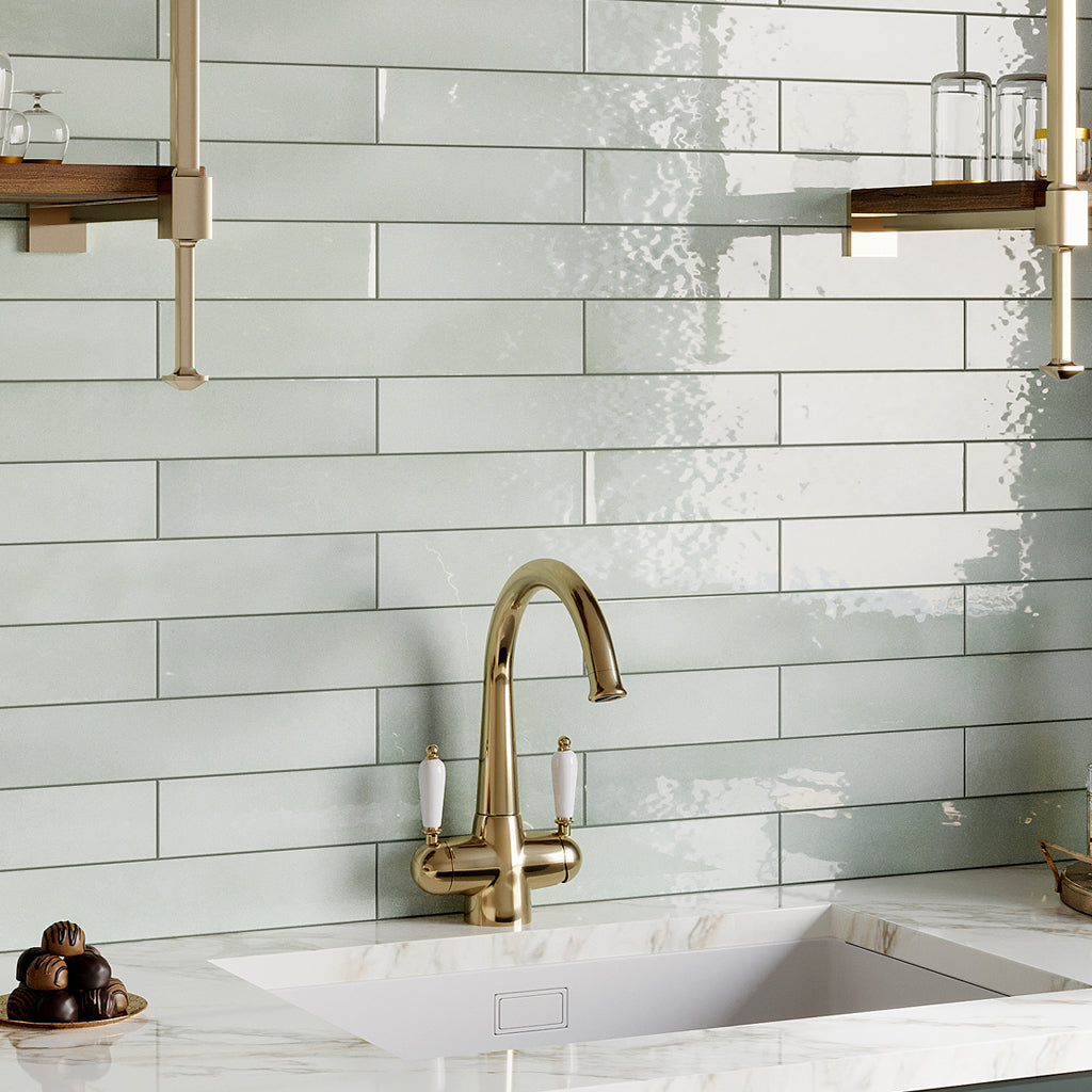 3x16 Tea Green Ceramic Subway Tile for Kitchen Backsplash Walls ...