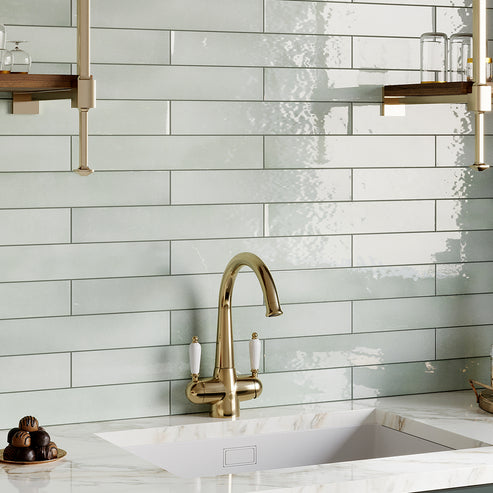 3x16 Tea Green Ceramic Subway Tile for Kitchen Backsplash Walls ...