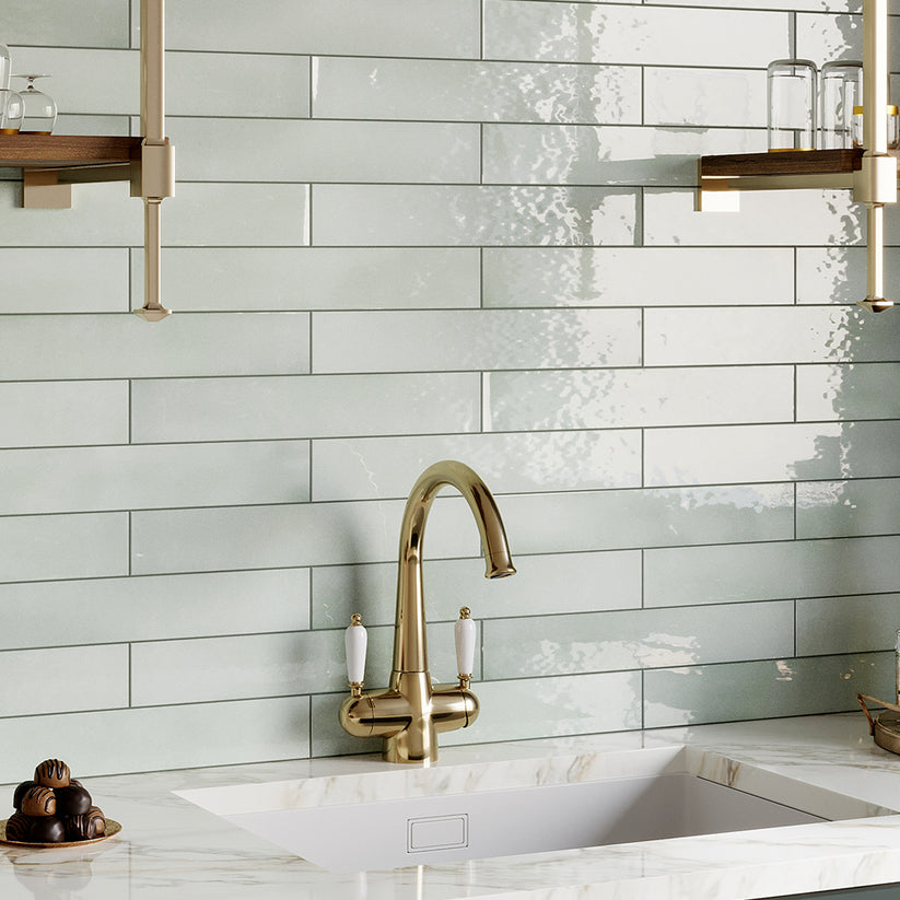 3x16 Tea Green Ceramic Subway Tile for Kitchen Backsplash Walls ...