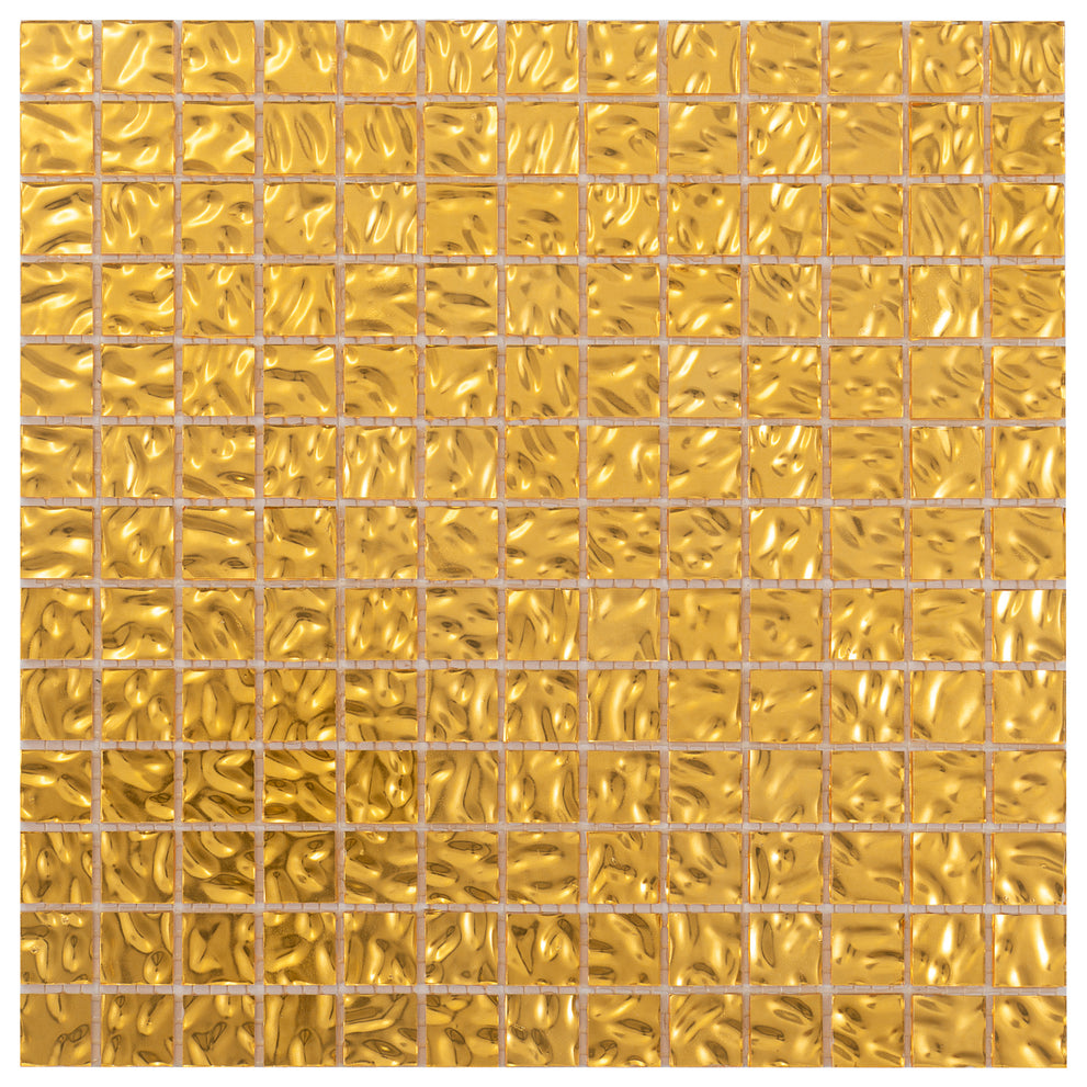 Shimmer Gold 12x12 Glossy Glass Mosaic Tile for Luxurious Walls ...