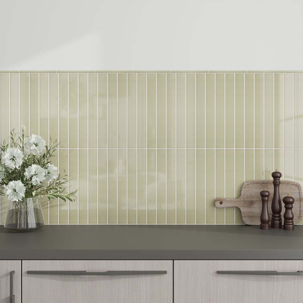 Soft Olive 2x16 Glossy Ceramic Subway Tile (50 pack, 10.76 sq ft/case ...