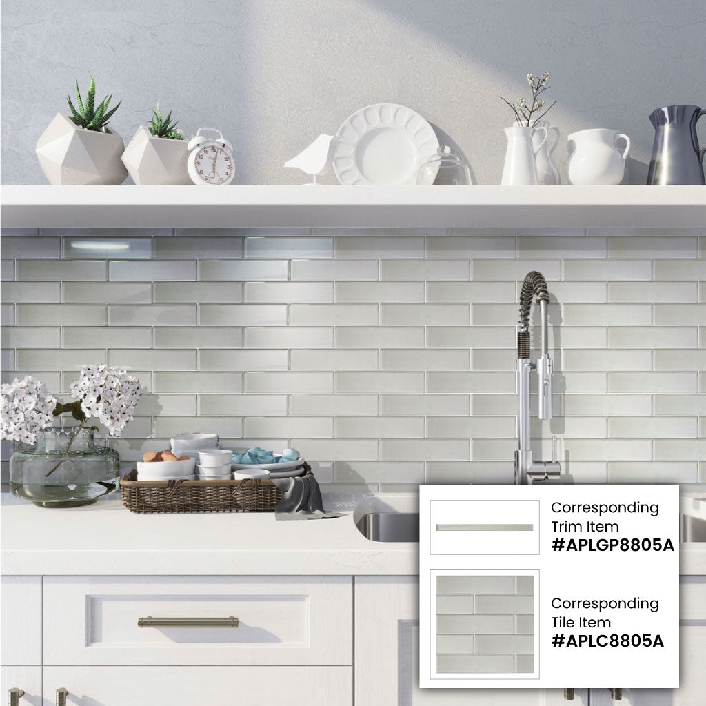 0.6 x 12 Snow White Glass Glossy Pencil Liner Tile Trim - Snow White ...