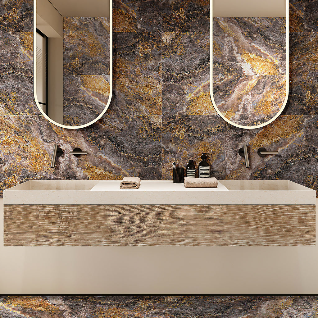 Brown 24x48 Polished Porcelain Large Format Tile | Refined Wall Tile ...