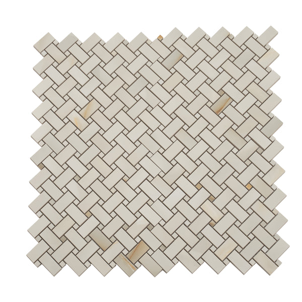 Splendor 12x12 Perla Porcelain Mosaic Onyx Basketweave Wall and Floor ...