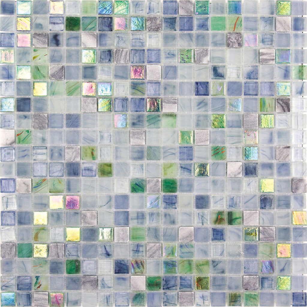 12x12 Stone Blue And Green Glossy Glass Mosaic Tile Stone Blue And