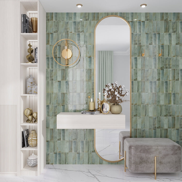 Vibrant 3x8 Sage Green Ceramic Tile for Bathroom Backsplash – Apollo Tile