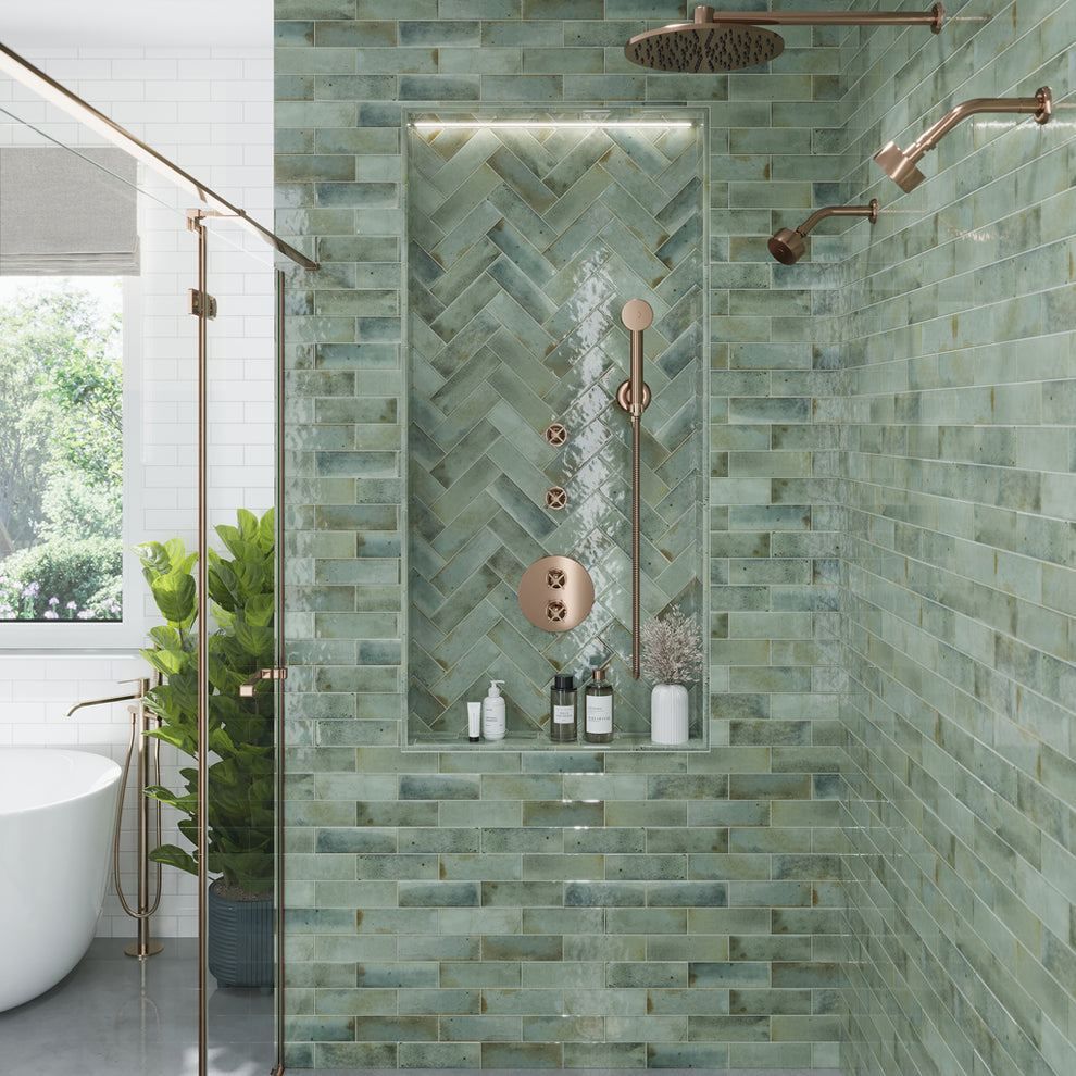 3x8 Antiek Glossy Green Ceramic Subway Tile - Green Ceramic Tile ...