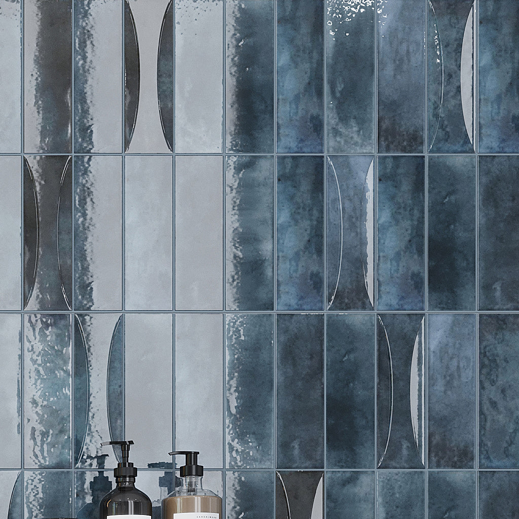 3x8 Antiek Glossy Blue Ceramic Subway Tile - Blue Glossy Tile - Blue ...