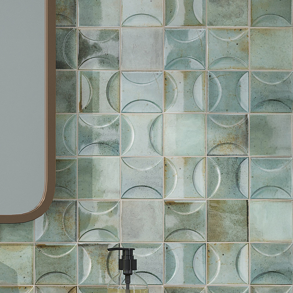 Sage Green 4x4 Glossy Square Ceramic Tile for Refined Indoor Settings ...