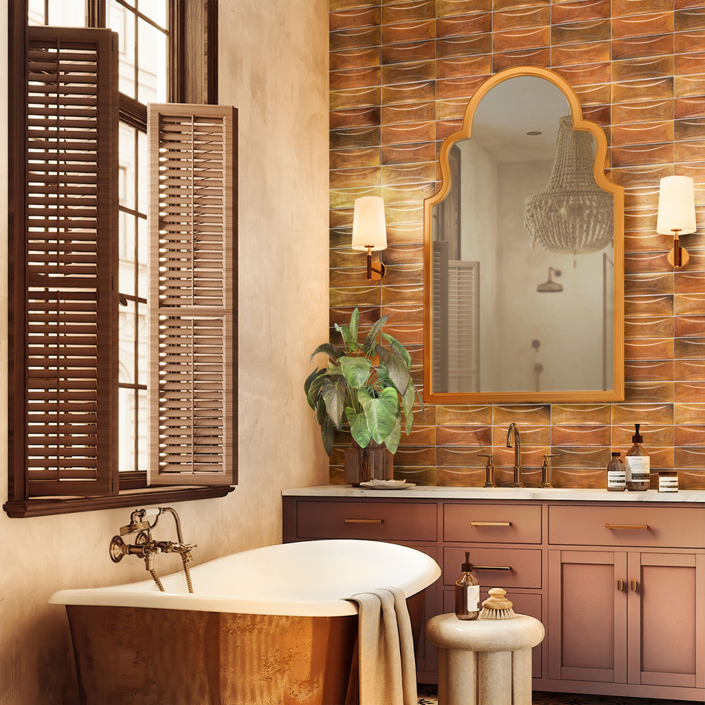 3x8 Antiek Glossy Red Ceramic Subway Tile - Red Glossy Tile - Red ...