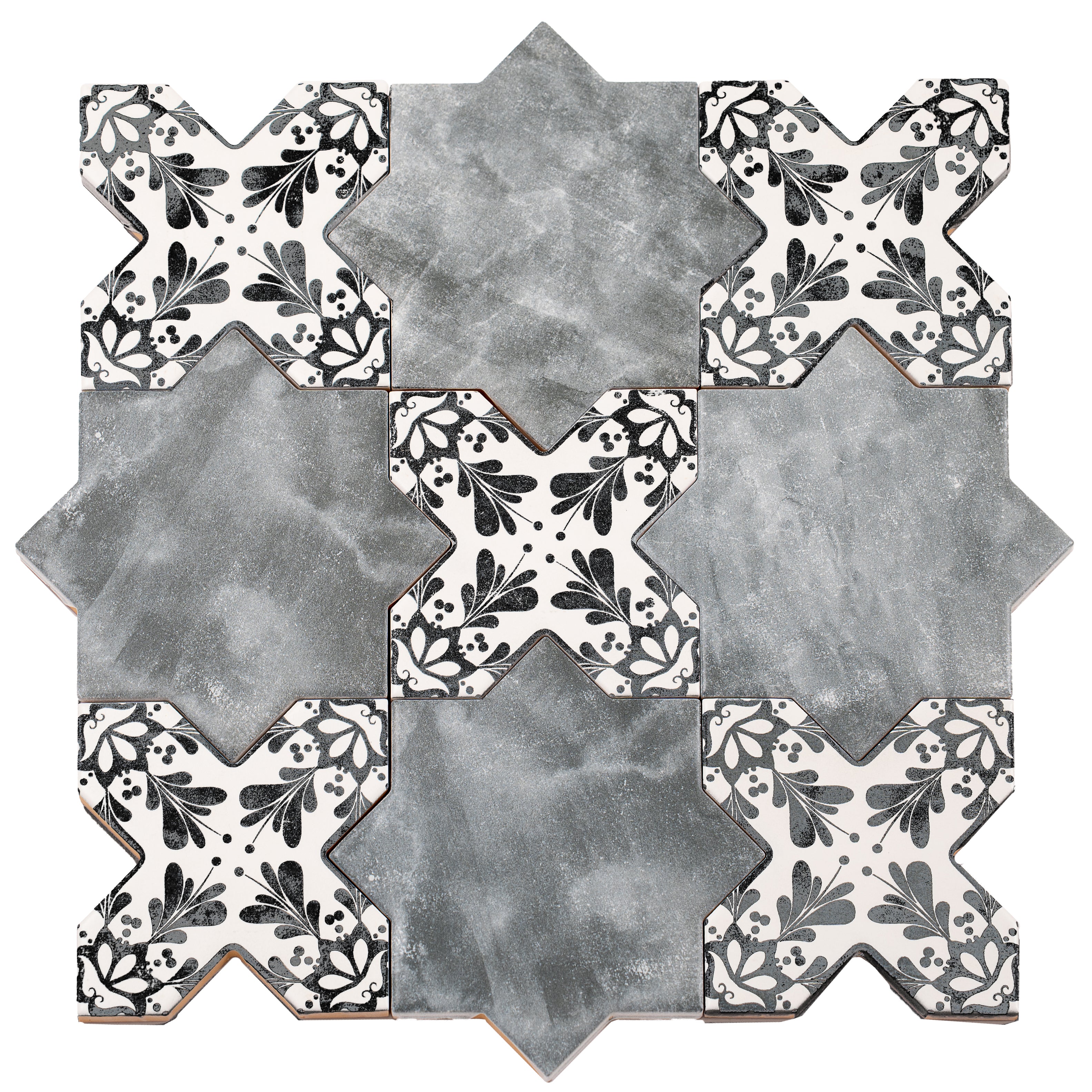5" Gray Star with Charcoal Black Cross Deco Matte Ceramic Wall and Flo ...