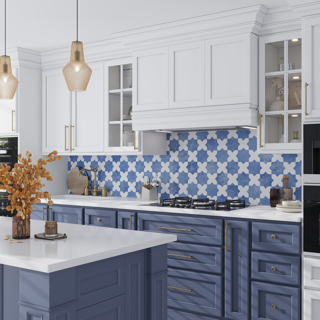 Cornflower Blue 5x5 Star Ceramic Tile for Spanish-Inspired Accent Wall ...
