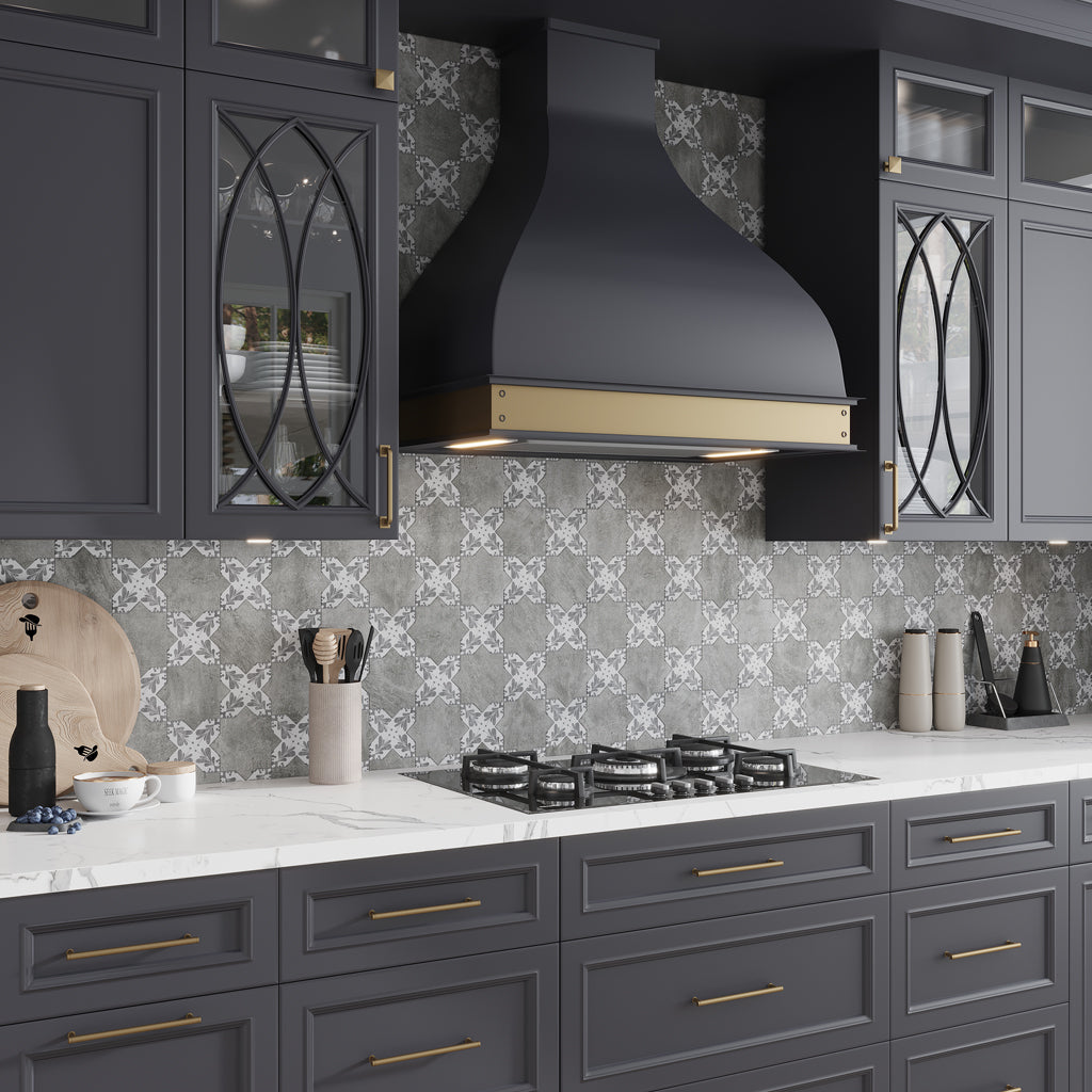 5x5 Siena Matte Gray Ceramic Cross-Shaped Tile - Matte Gray Ceramic ...