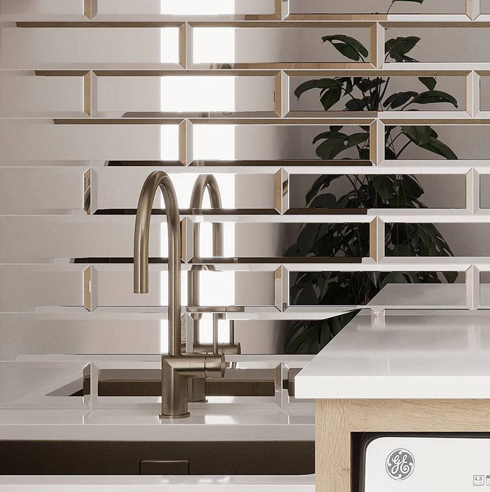 3x12 Clear Silver Polished Glass Subway Tile | Clear Silver Polished ...