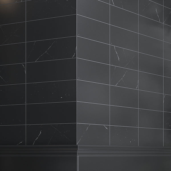 Black 4x12 Polished Subway Marble Tile | Bold Look for Walls & Floors ...