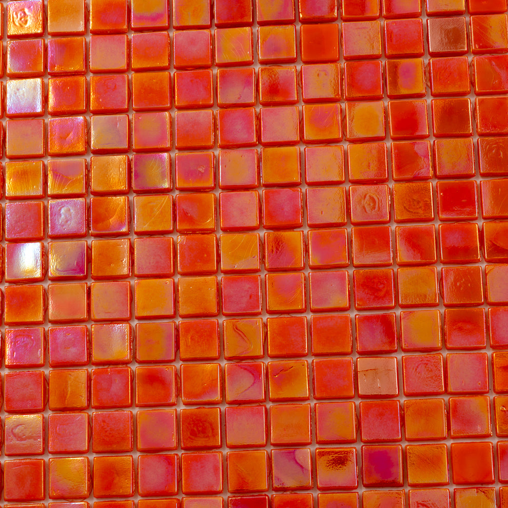 12x12 Fire Orange Glossy Glass Mosaic Tile | Fire Orange Glass Tile ...