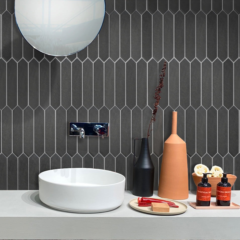 2x10 Festa Matte Black Ceramic Picket Tile | Black Ceramic Tile | Black ...