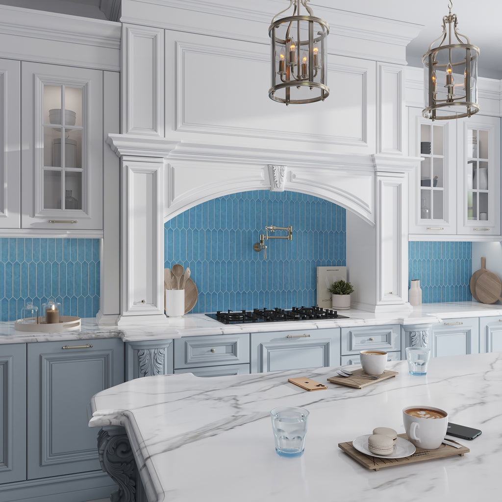 Teal Blue 2x10 Ceramic Picket Tile for Stylish Interior Designs ...