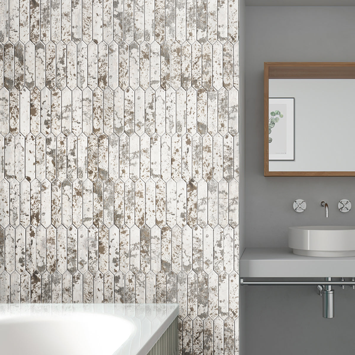 2x10 Festa Glossy White Ceramic Picket Tile | Get The Hottest Tile ...