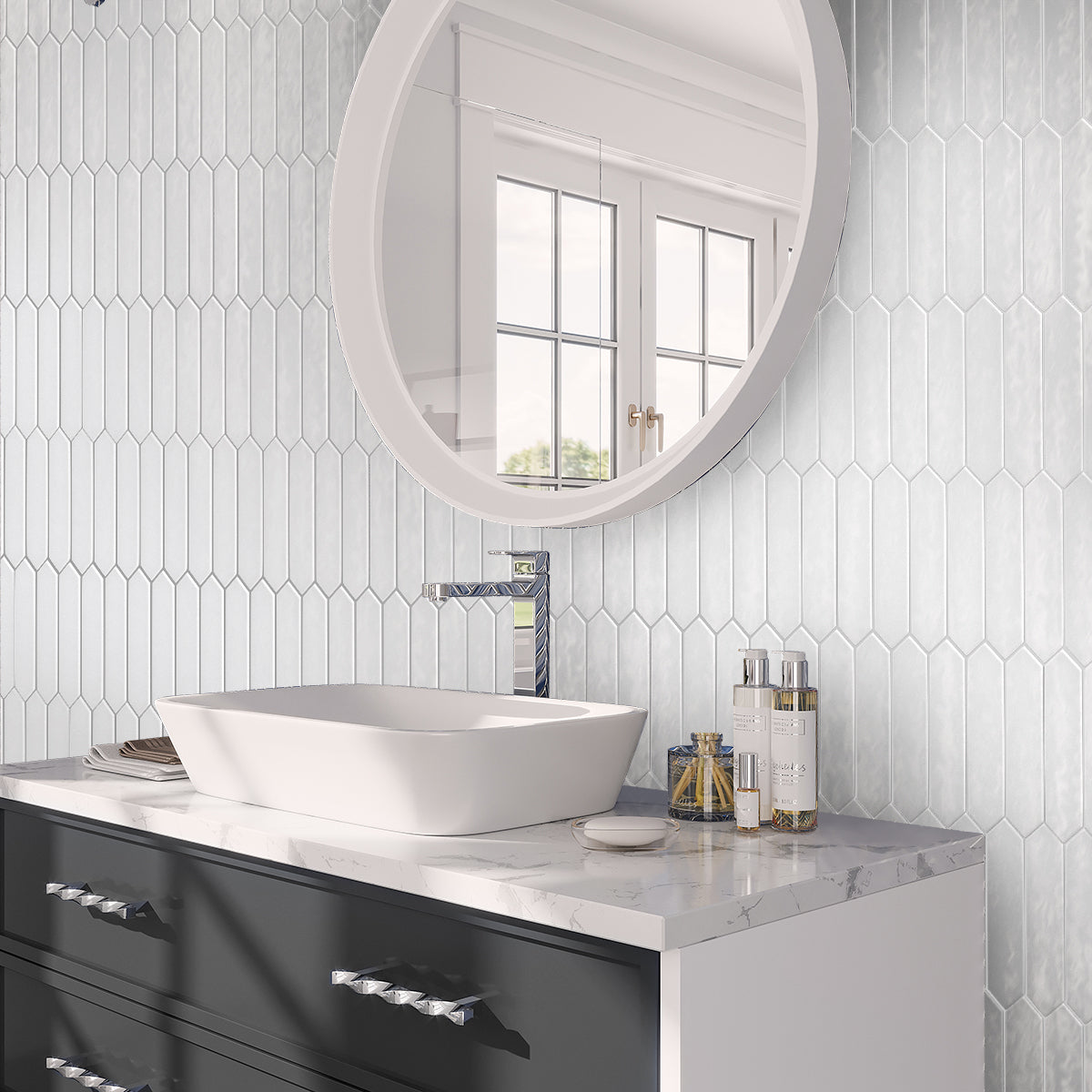 2x10 Cotton White Picket Ceramic Tile for Shower, Bathroom & More ...