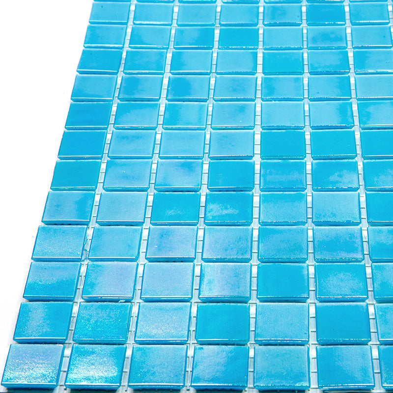 12x12 Cyan Blue Glossy Glass Mosaic Tile | Blue Glass Backsplash Tile ...