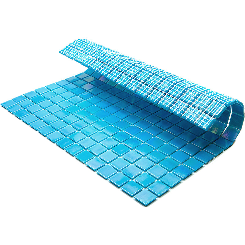 12x12 Cyan Blue Glossy Glass Mosaic Tile | Blue Glass Backsplash Tile ...
