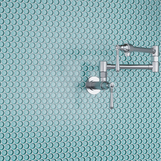 12x12 Sky Blue Penny Glass Tile for Outdoor floors – Apollo Tile