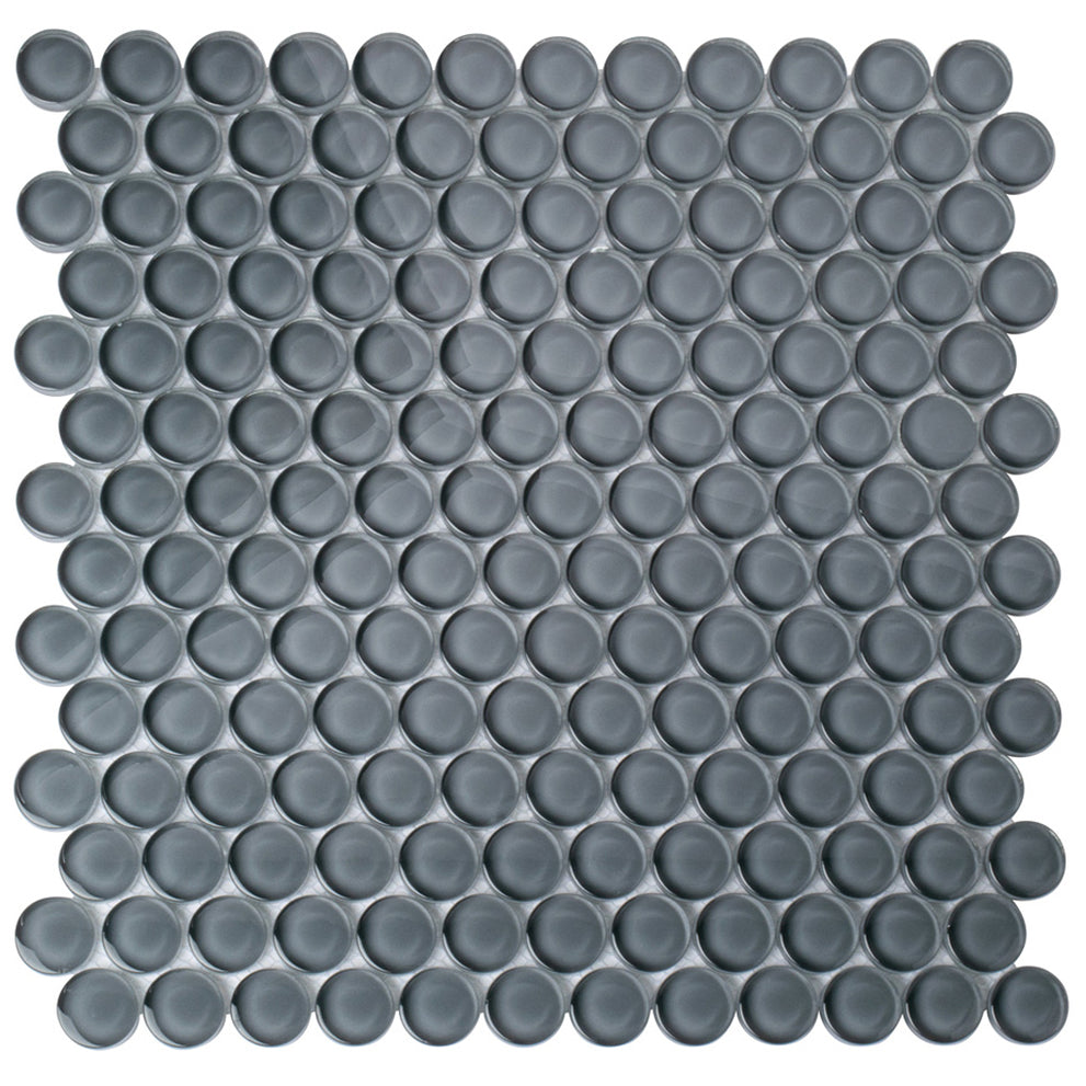 Shop Online 12 x 12 Coin Gray Penny Round Polished Glass Mosaic Tile at ...