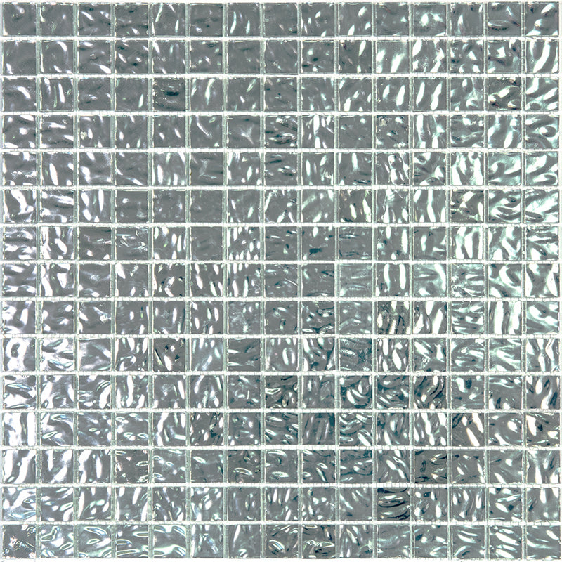 12x12 Shimmer Flint Silver Glossy Glass Mosaic Tile | Shimmer Flint ...