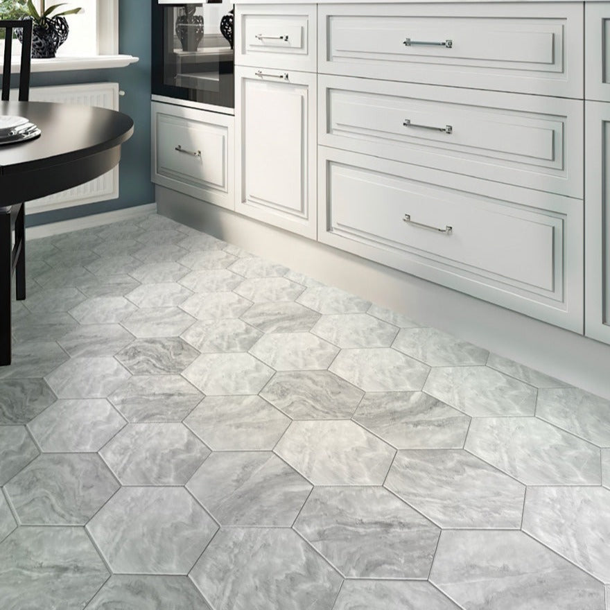 Buy Online 10 x 10 Gray Honed Natural Stone Marble Hexagon Marble Look ...