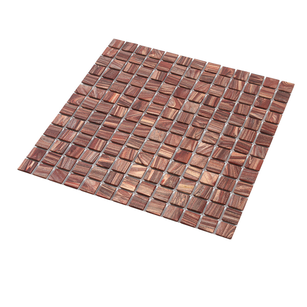 12x12 Fire Brick Red Glossy Glass Mosaic Tile | Fire Brick Red Glass ...