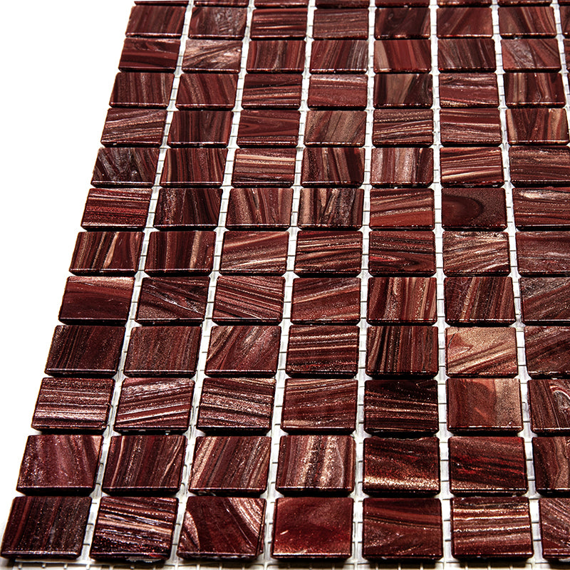12x12 Fire Brick Red Glossy Glass Mosaic Tile | Fire Brick Red Glass ...