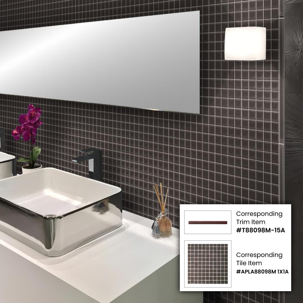 Ash Gray Glass Matte Pencil Liner Tile Trim 0.6" x 12" - Ash Gray ...