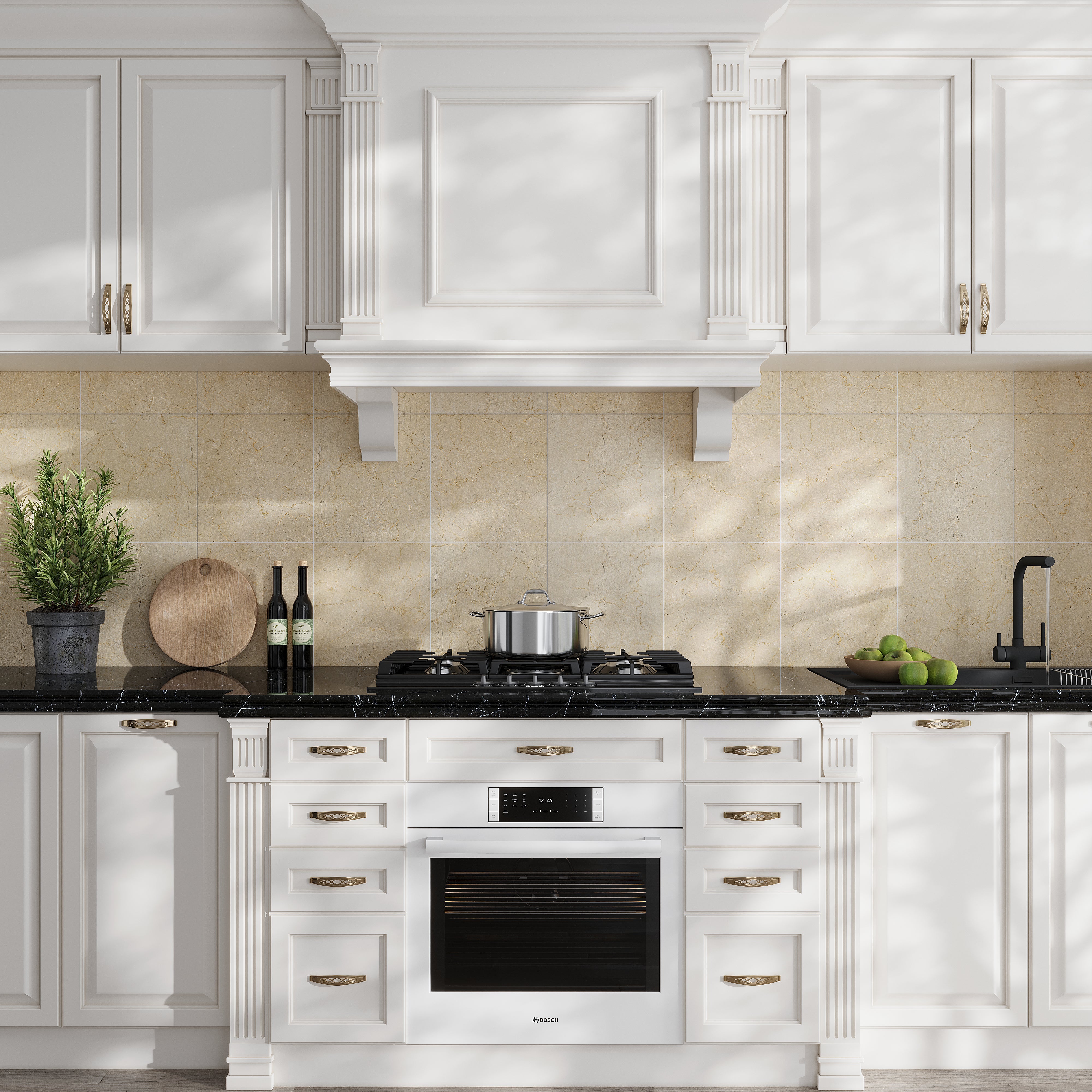 Crema Beige 12x12 Matte Marble-look Vein Porcelain Tile (14 pack, 13.5 ...