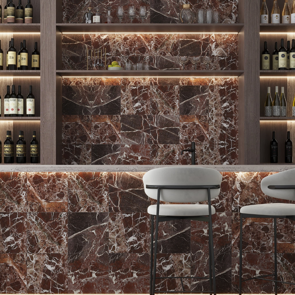 Rosso Levanto 12x12 Matte Marble-look Vein Porcelain Tile (14 pack, 13 ...