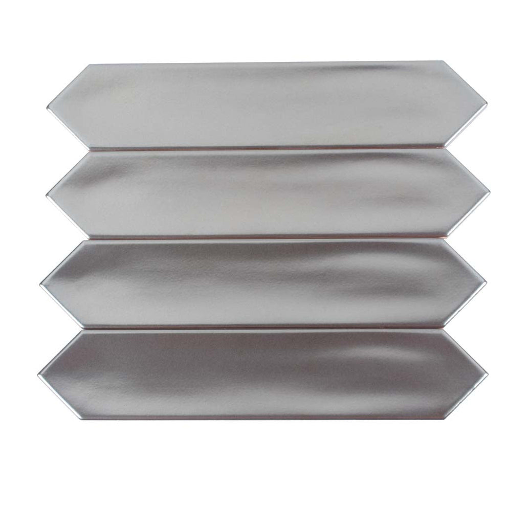 2x10 Piquet Glossy Silver Metallic Ceramic Picket Tile - Silver Piquet ...