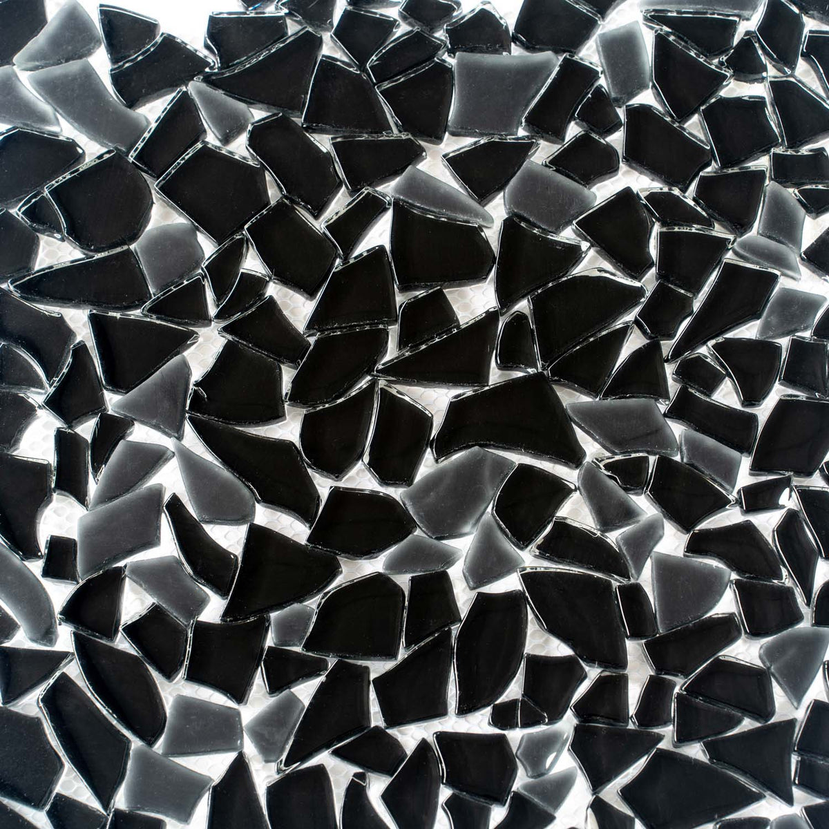 12 x 12 Black Pebble Polished and Honed Glass Mosaic Tile - Black ...