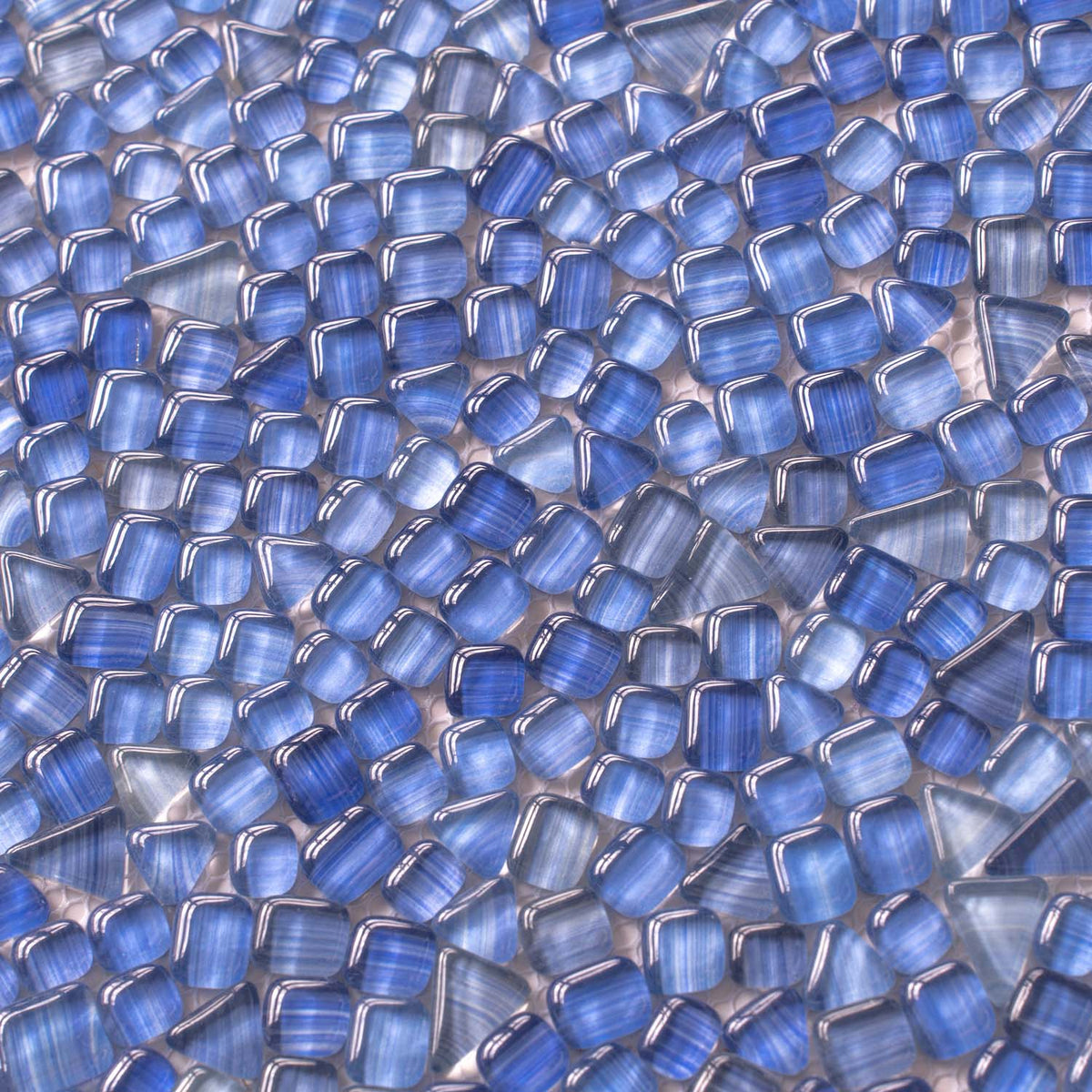 12 x 12 Blue Pebble Polished Glass Mosaic Tile - Blue Pebble Tile ...